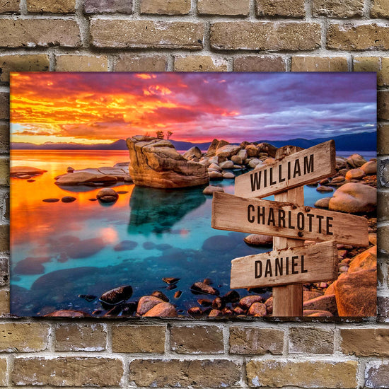 Sunset Beach Skies Family Names Sign Personalized Canvas Wall Art ...