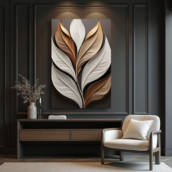 Elegant 3d Leaf Wall Art Tailored Canvases