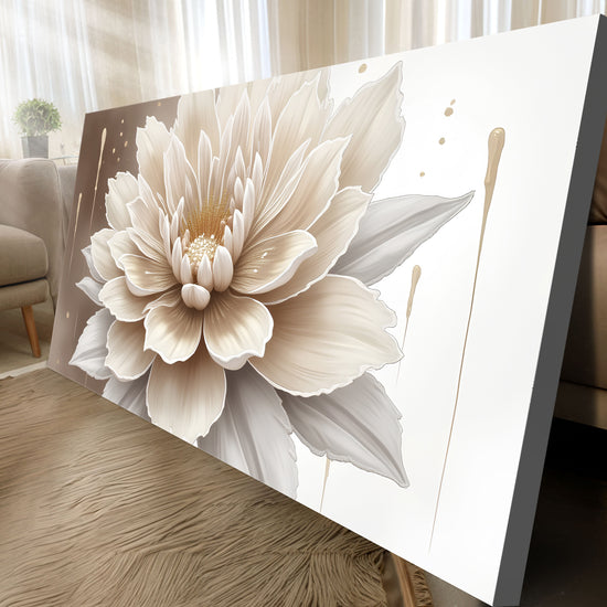 Single Beige Flower Abstract Wall Art | Tailored Canvases