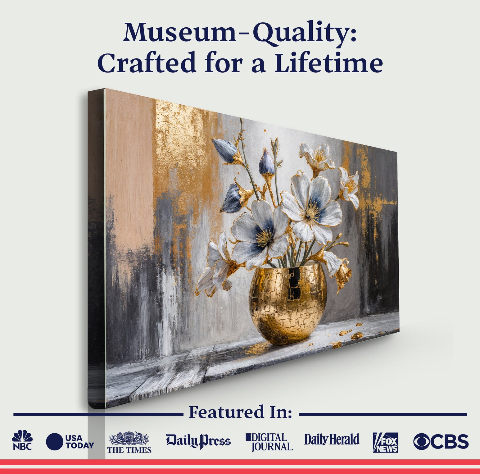 Magnolia Bloom in Gold Abstract Wall Art | Tailored Canvases