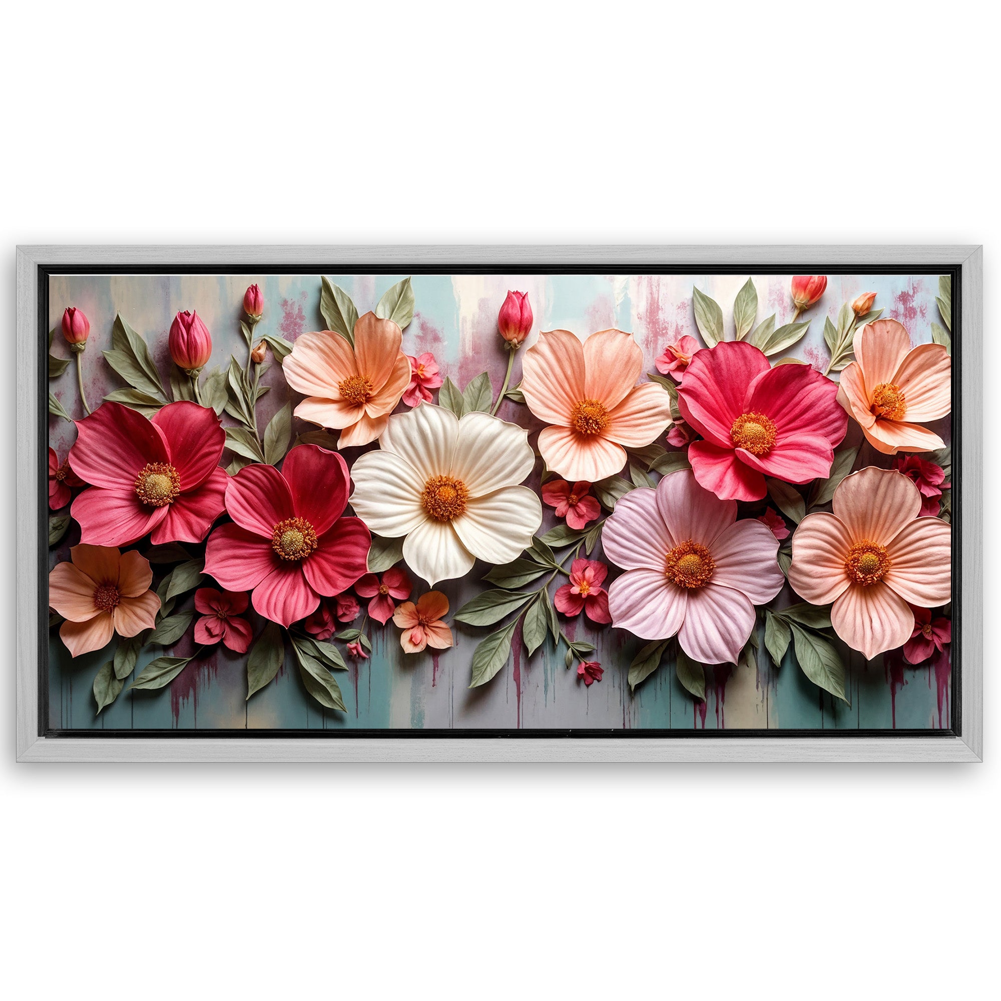 Save 33% When You Add A Frame To Your 60x30 Colorful Floral Realistic ...