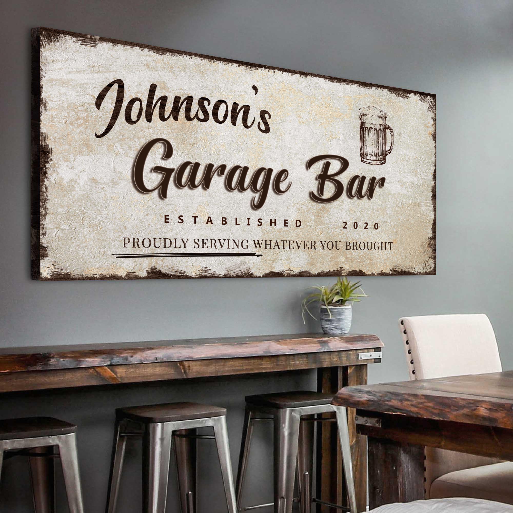 Garage Bar Sign Personalized Canvas Wall Art – Tailored Canvases