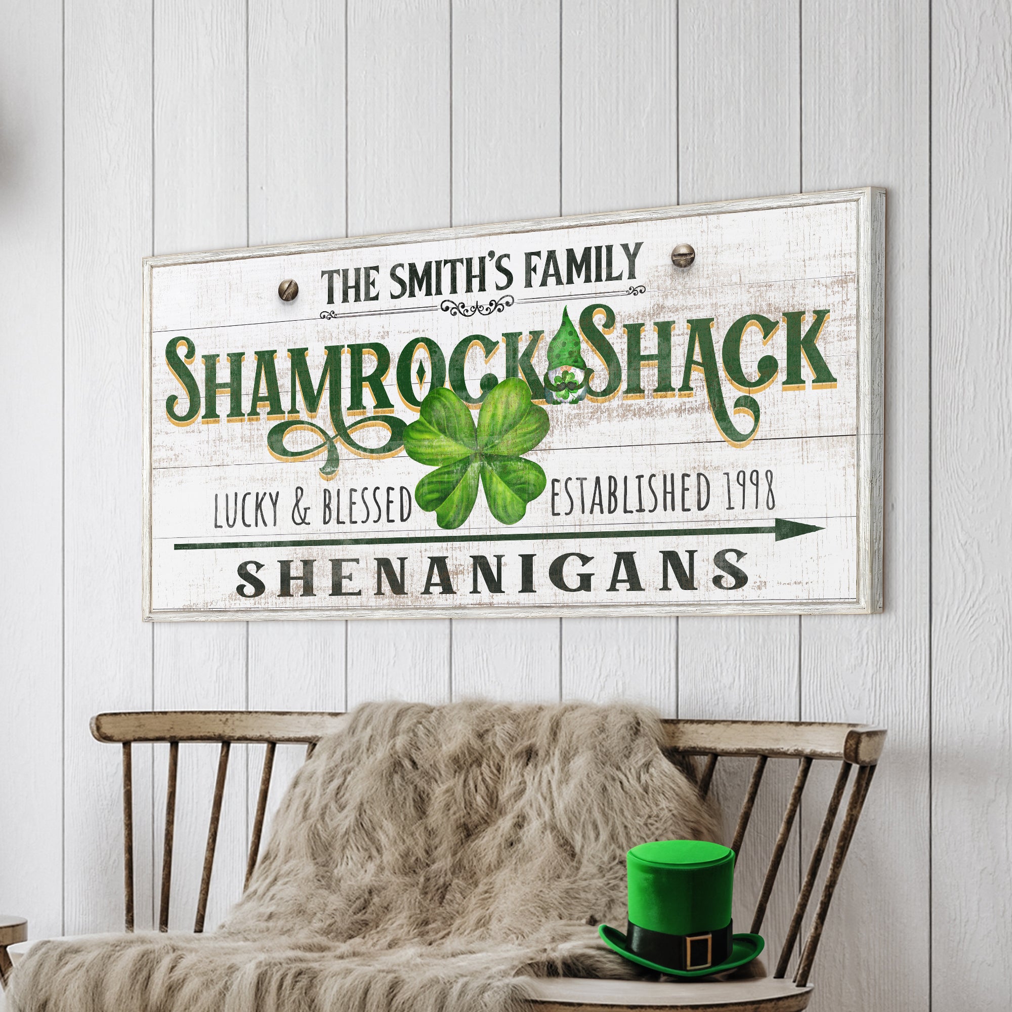 Custom shamrock shack sign canvas, Personalized luck and blessed ...