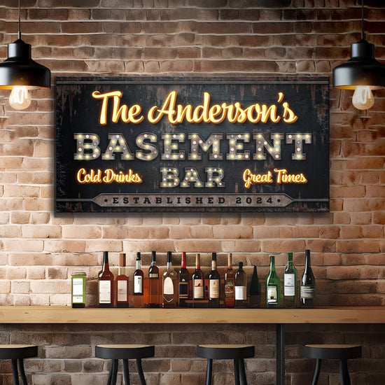 Custom basement bar sign, personalized black vintage bar sign with name ...