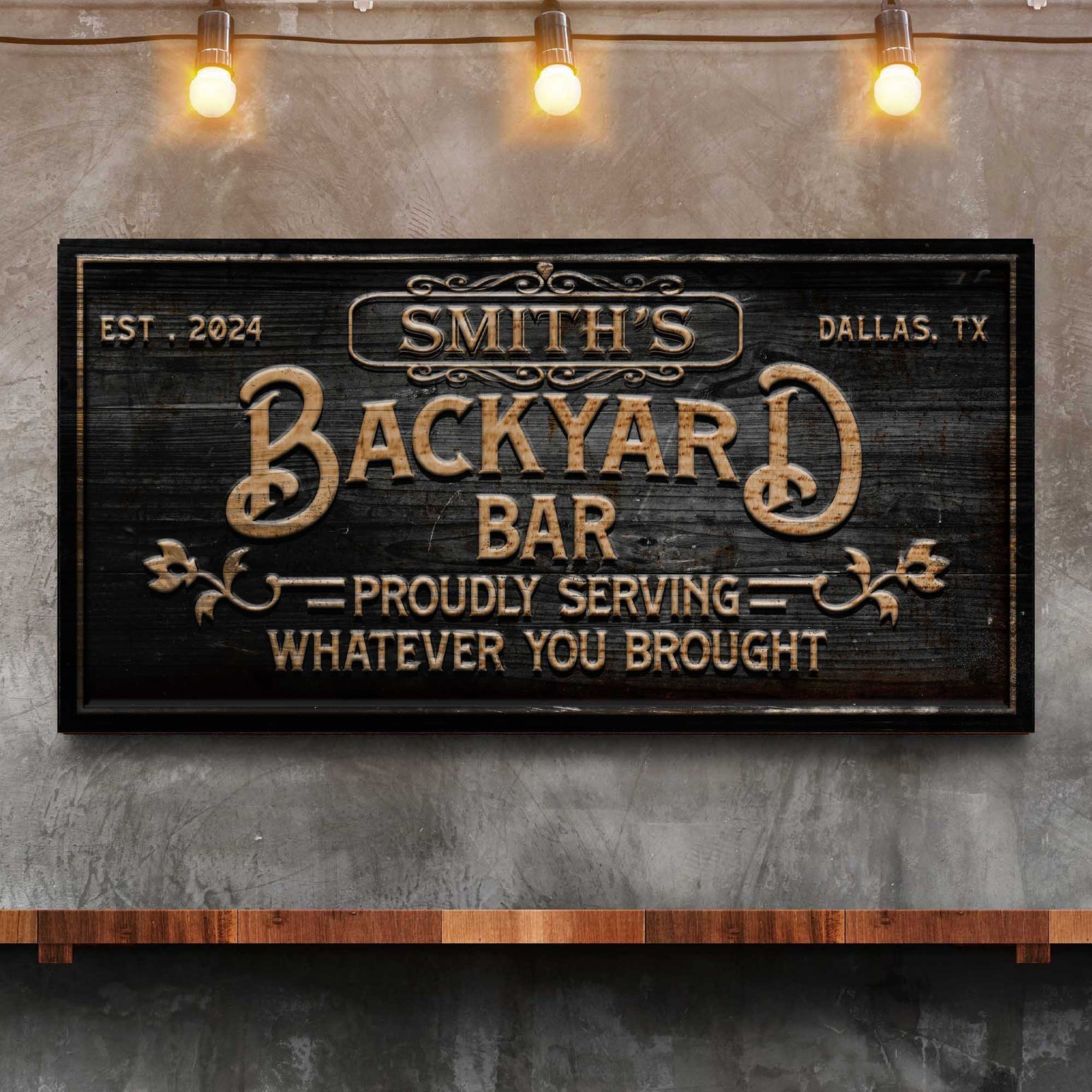 Custom Vintage Rust Basement Bar II – Tailored Canvases