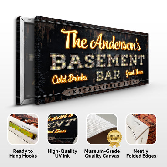 Custom basement bar sign, personalized black vintage bar sign with name ...