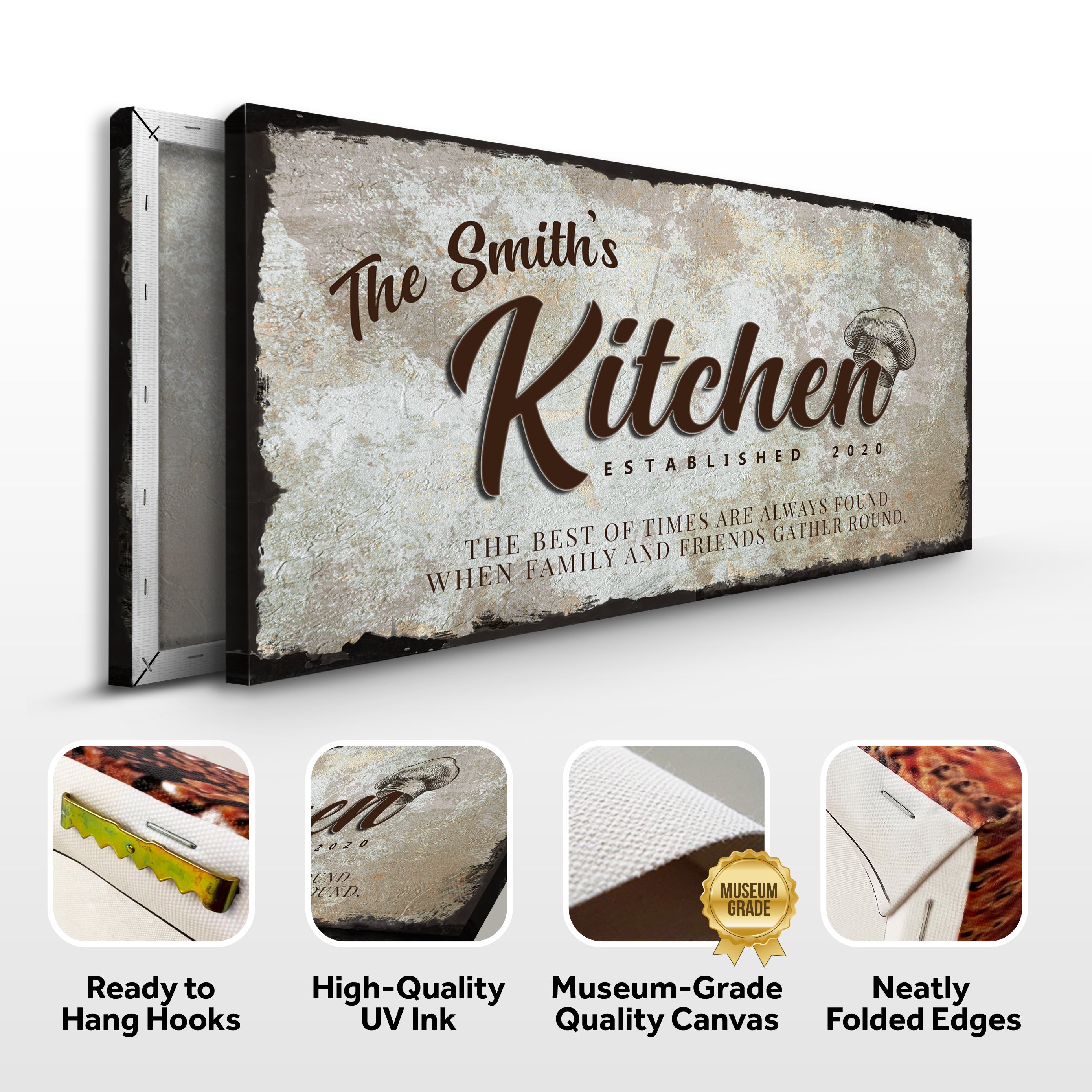 Family Kitchen Sign Personalized Canvas Wall Art – Tailored Canvases