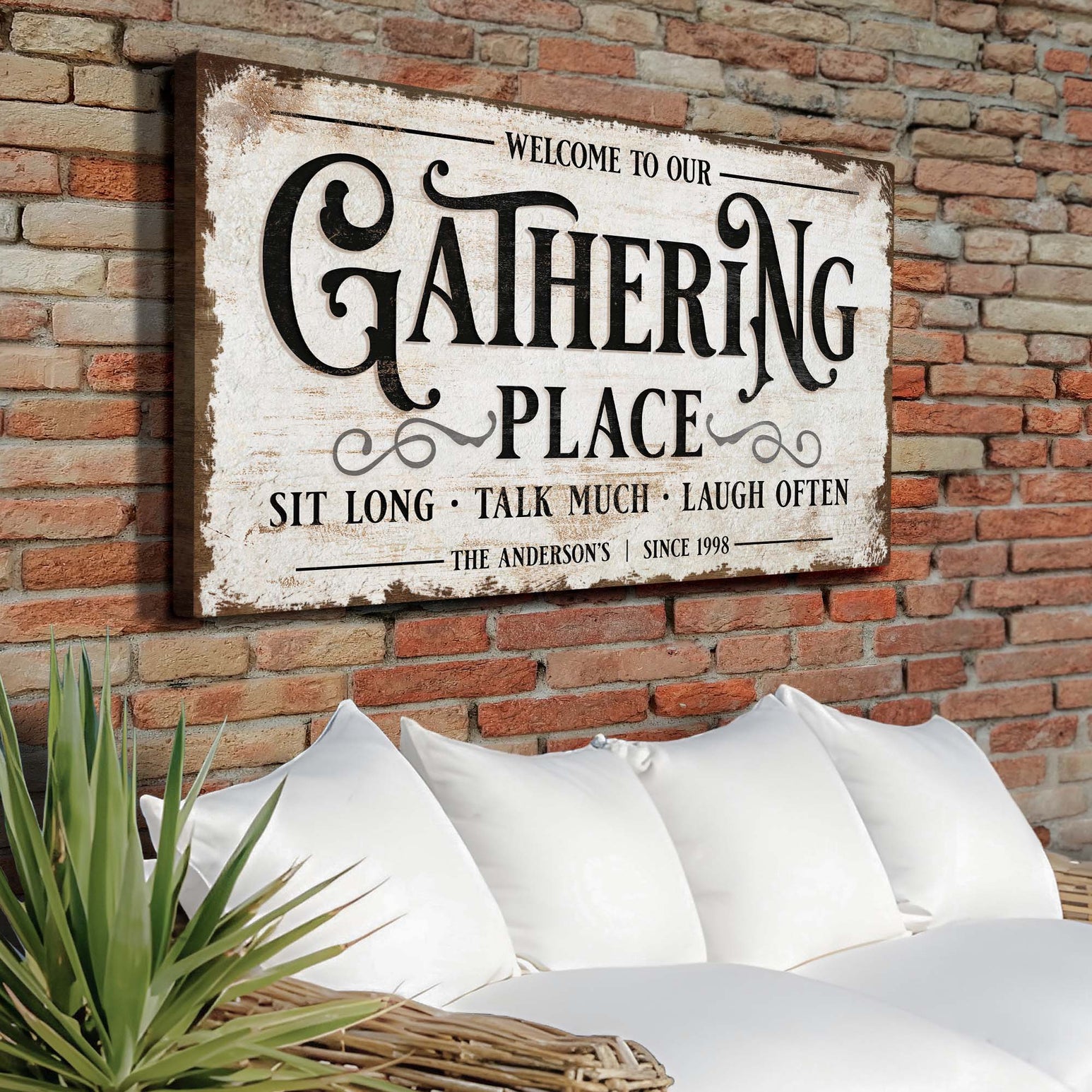 Gathering place sign, vintage gathering place wall art sign with name ...