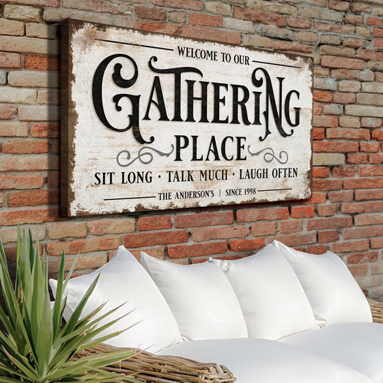Gathering place sign, vintage gathering place wall art sign with name ...
