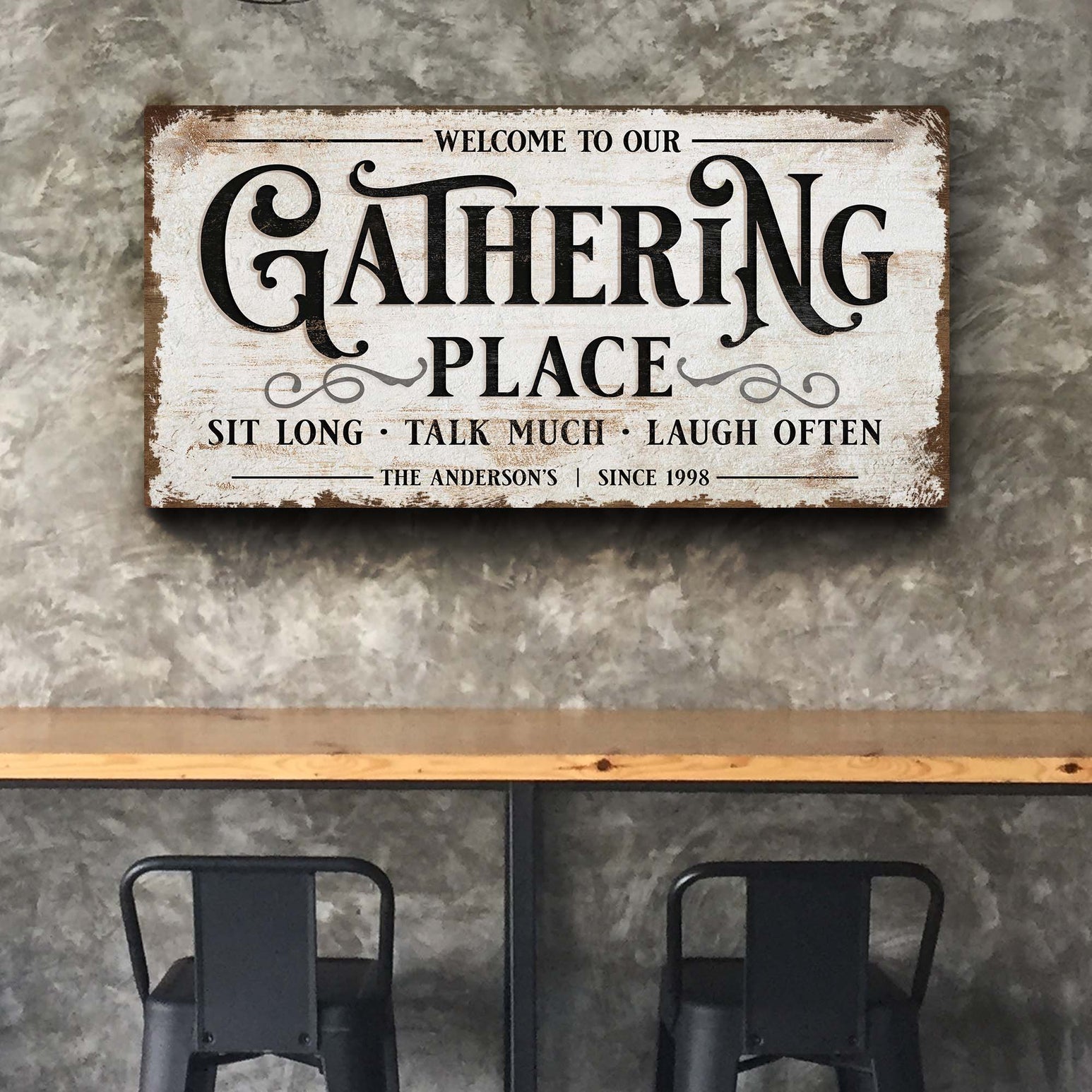 Gathering place sign, vintage gathering place wall art sign with name ...