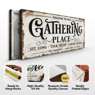 Gathering place sign, vintage gathering place wall art sign with name ...