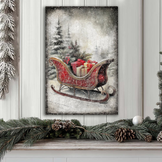 Vintage Christmas Sleigh Sled Wall Art VI | Tailored Canvases