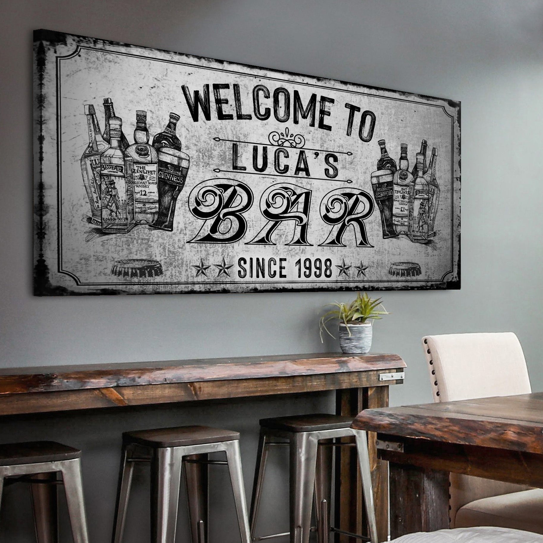 Bar Sign Personalized Canvas Wall Art – Tailored Canvases