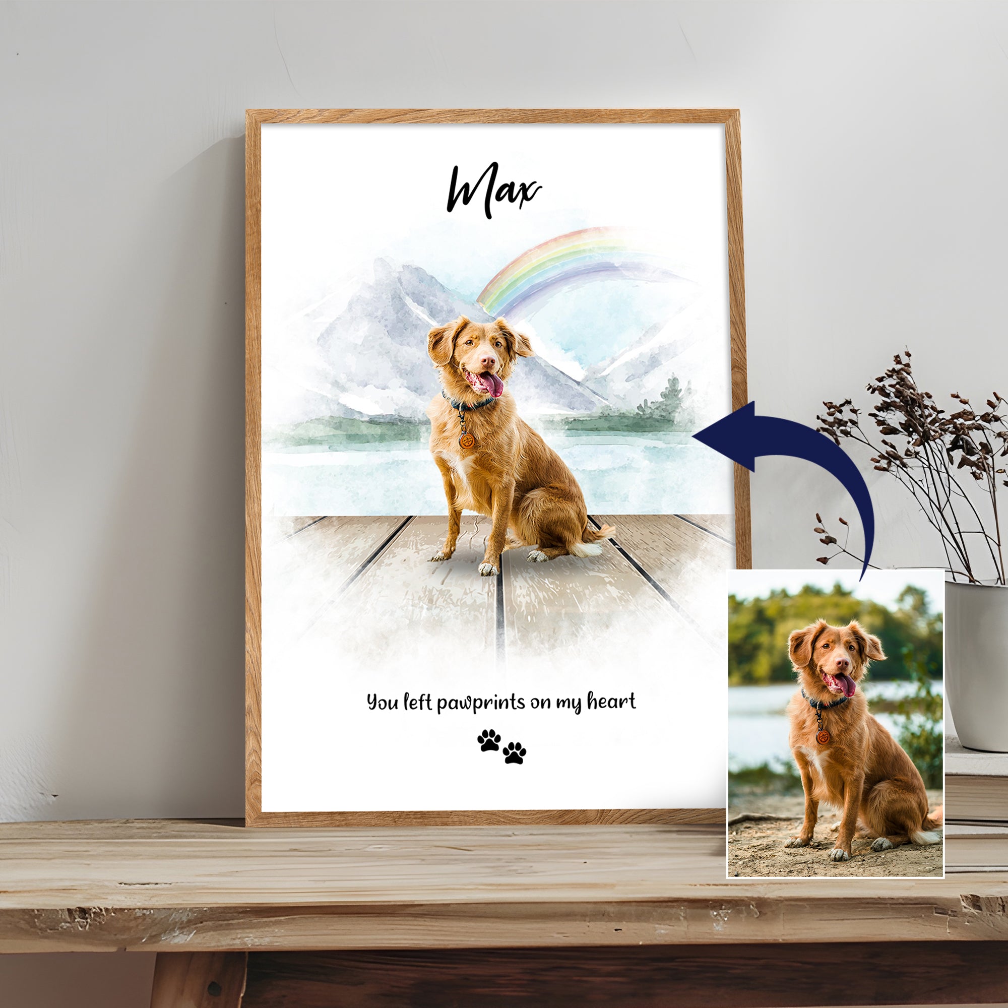 Pet Memorial Rainbow Bridge Sign Personalized Canvas Wall Art ...