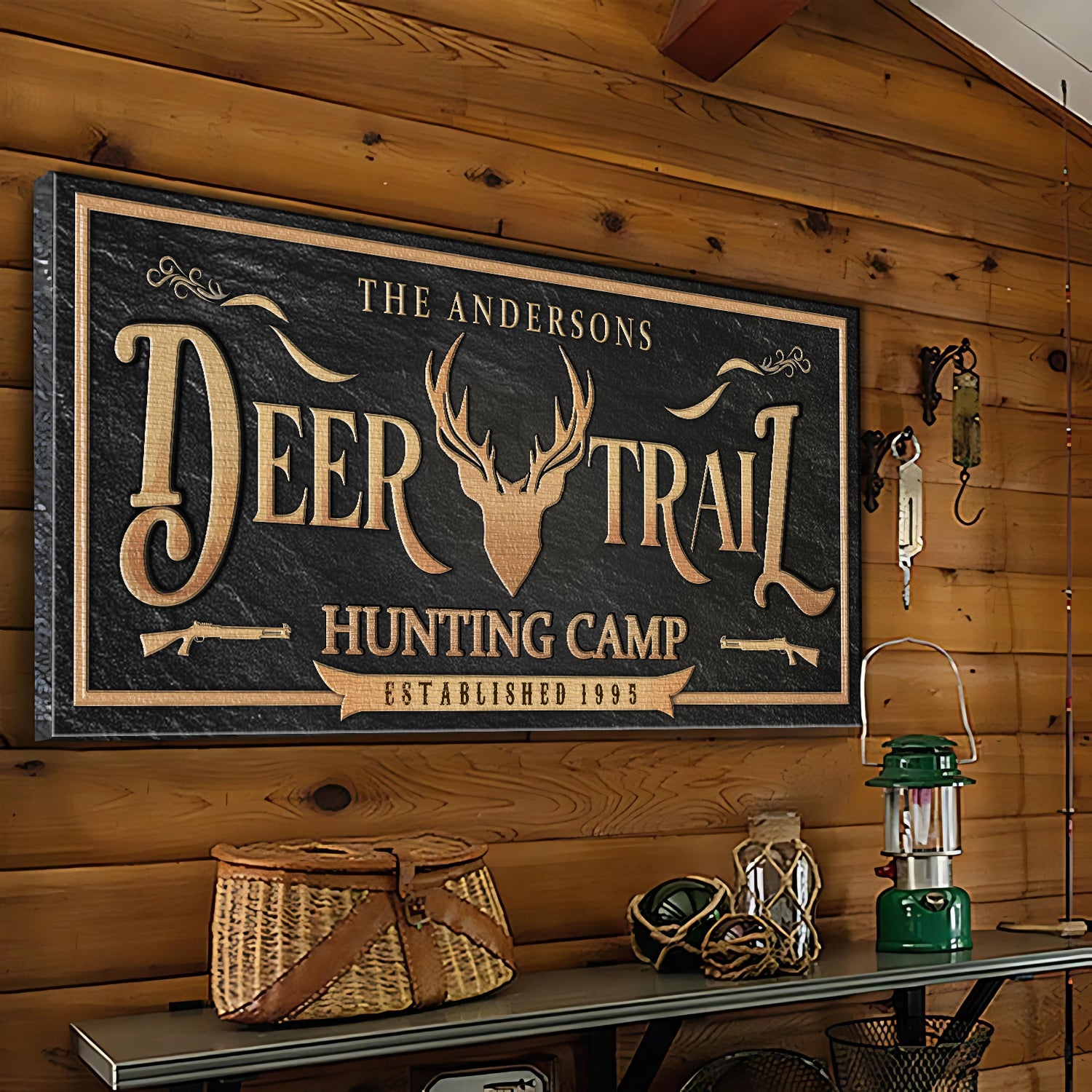 Personalized Deer Trail Hunting Camp Sign | Tailored Canvases
