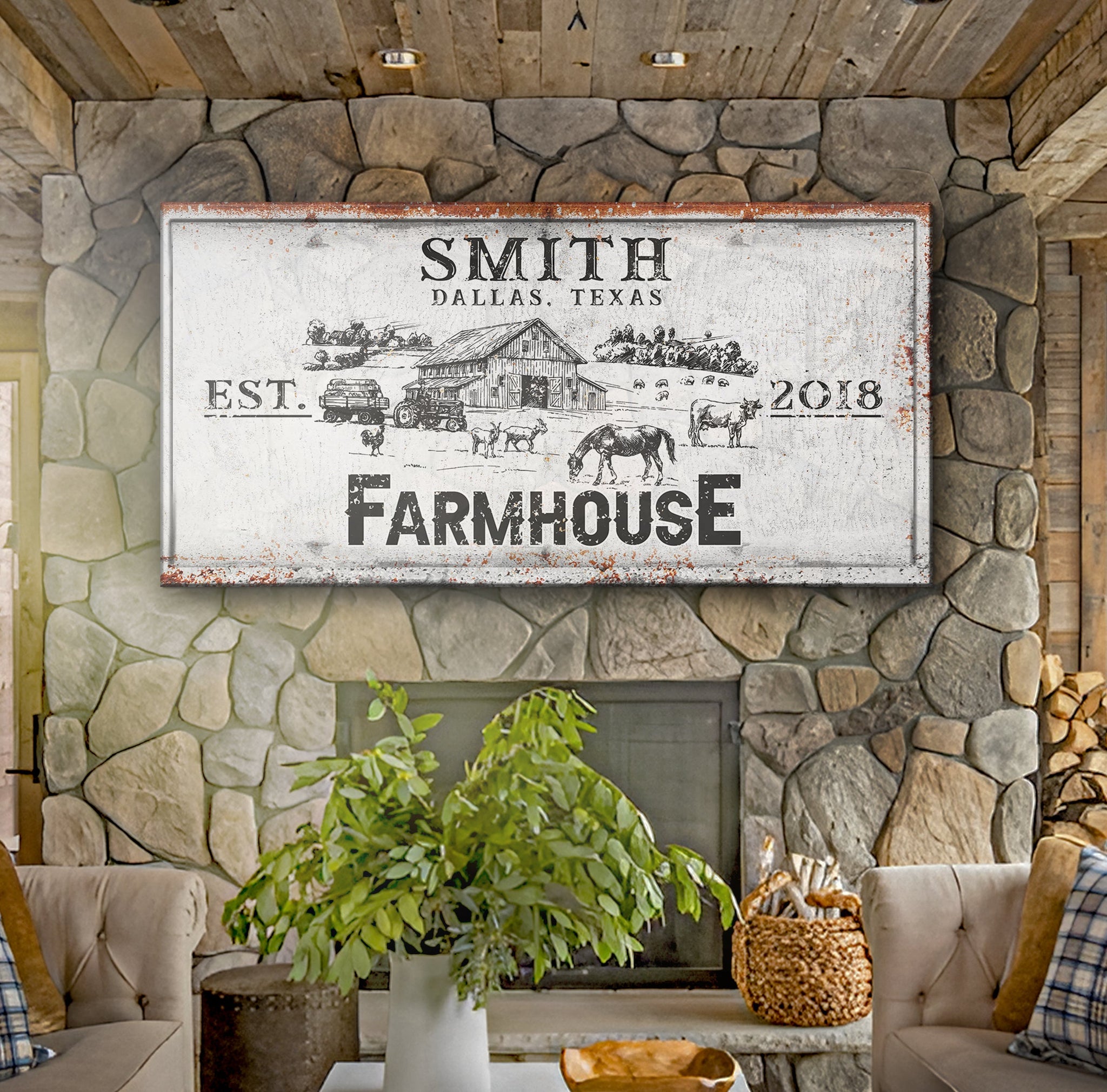 Rustic Farmhouse Sign Personalized Canvas Wall Art – Tailored Canvases