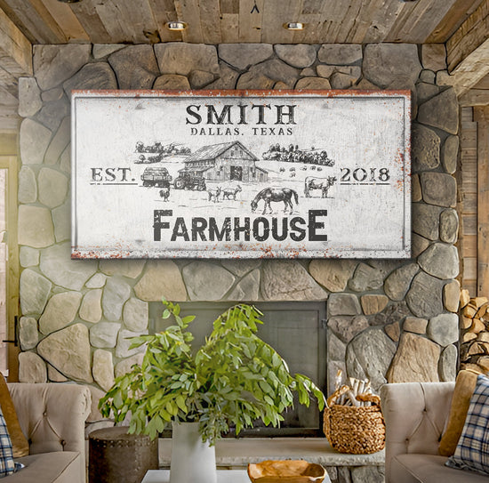 Rustic Farmhouse Sign Personalized Canvas Wall Art – Tailored Canvases