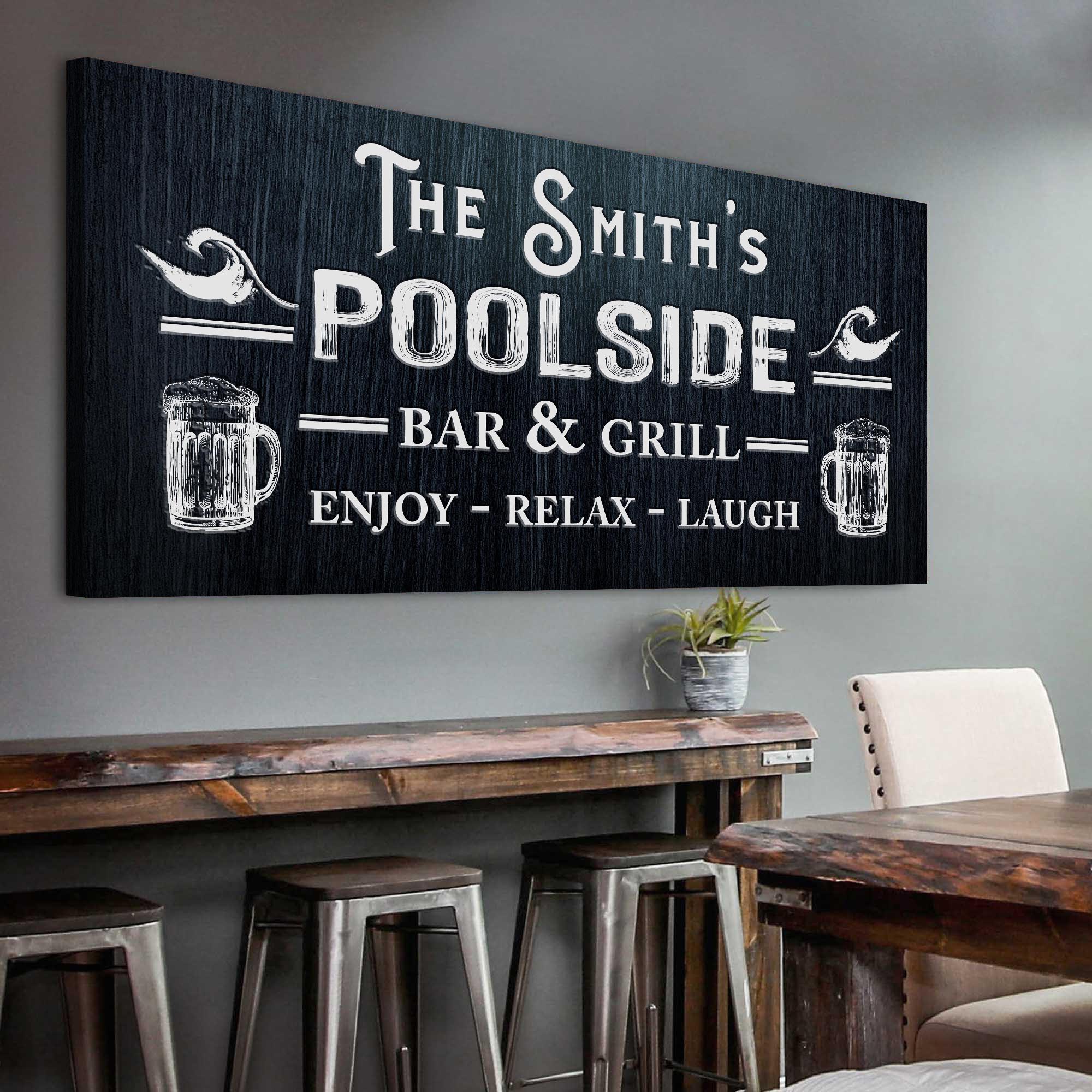 Poolside Bar And Grill Sign Personalized Canvas Wall Art – Tailored ...