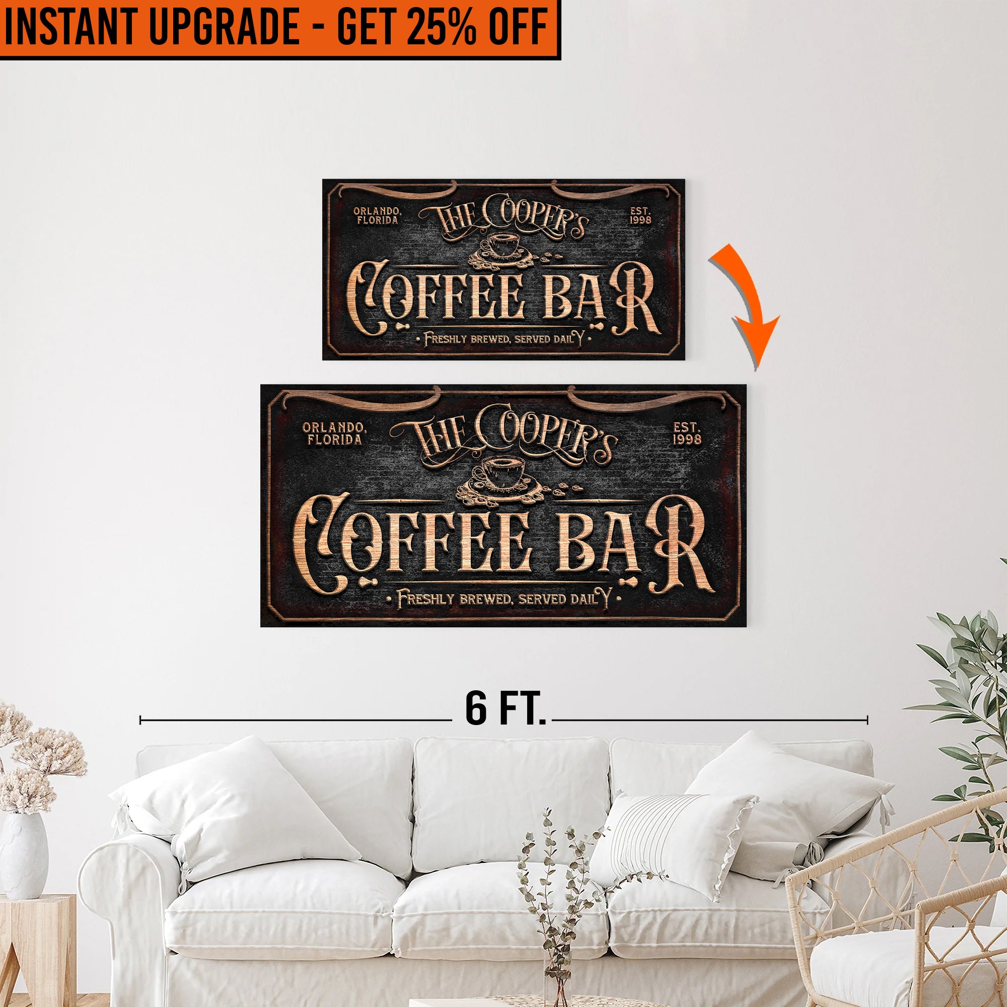 Upgrade Your 18x36 Inches 'Coffee Bar Sign V' To 24x48 Inches Canvas ...