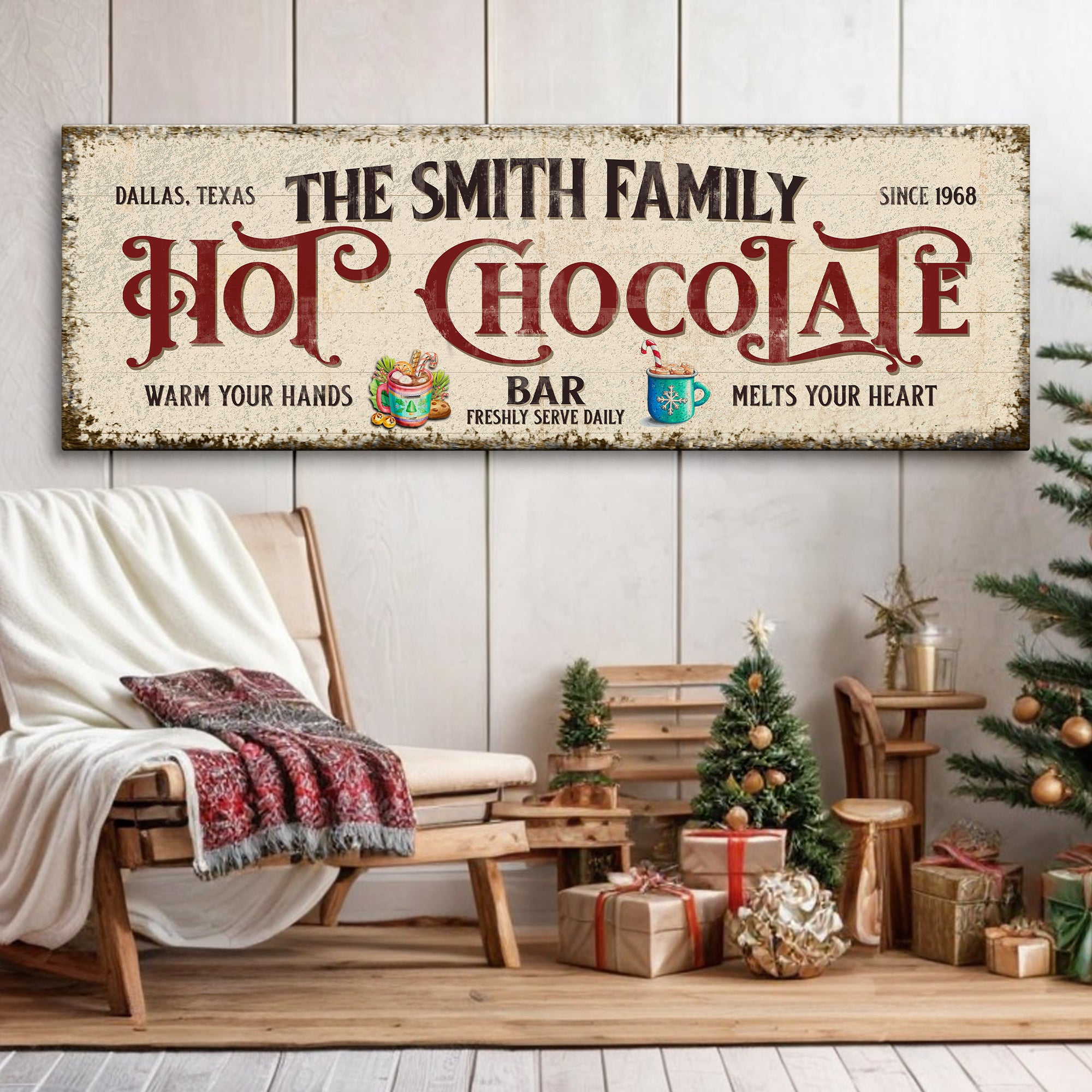 Hot Chocolate Christmas Bar Sign | Tailored Canvases