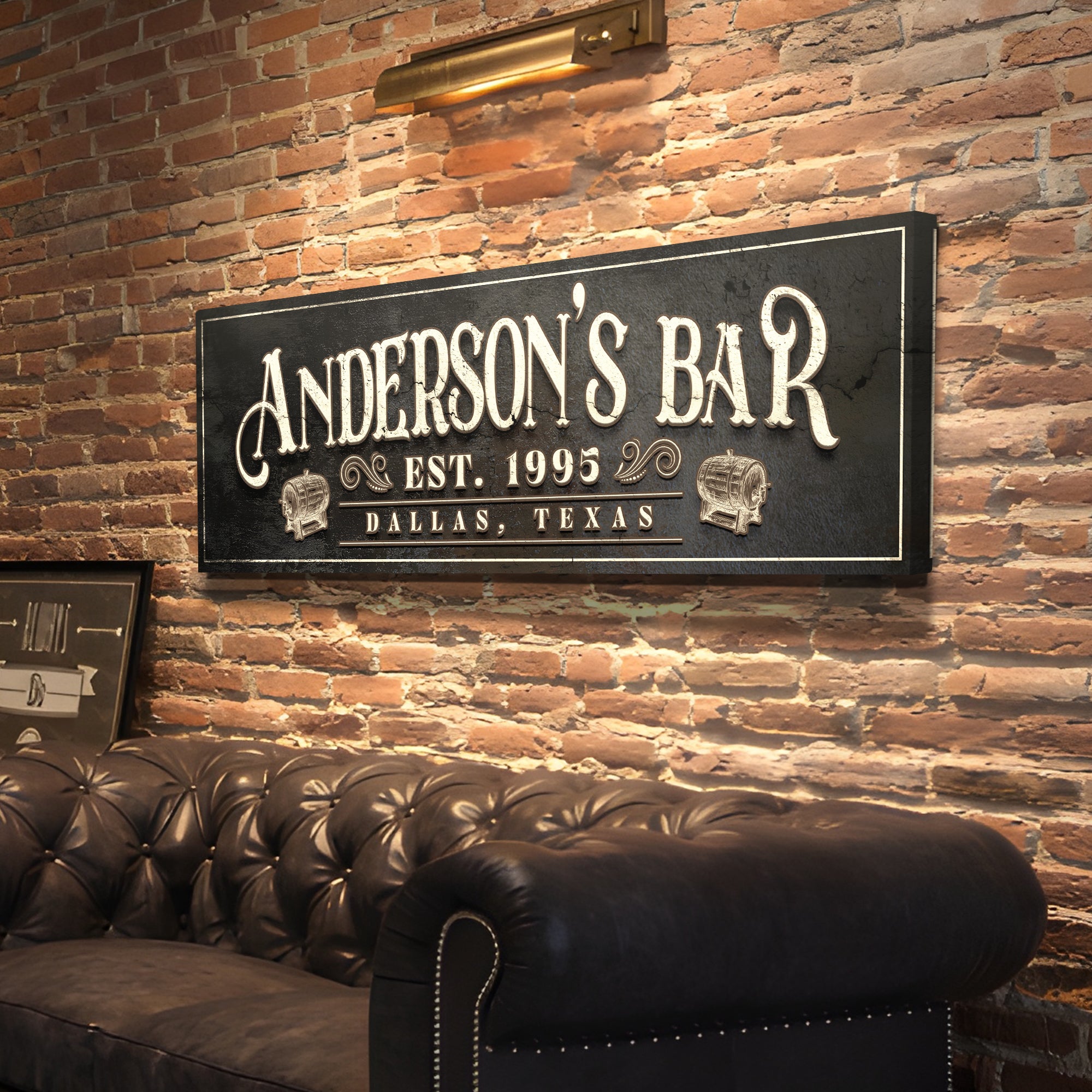 Personalized bar sign, customizable bar canvas with name date location ...