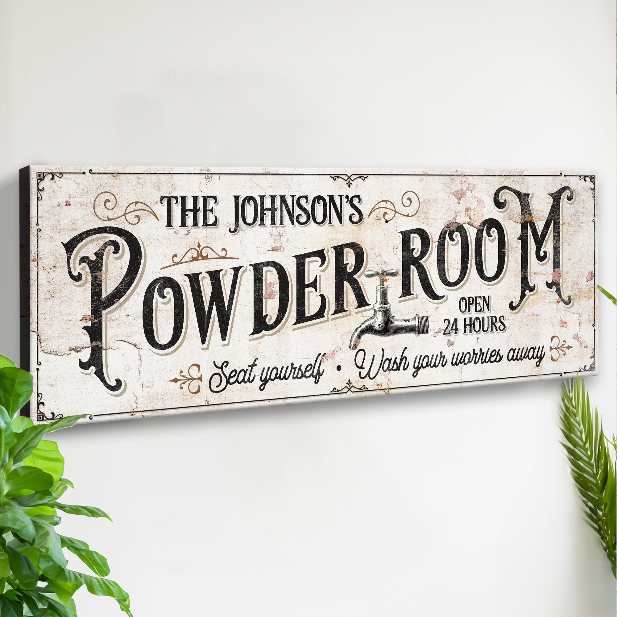 Personalized powder room sign, customizable vintage powder room sign ...
