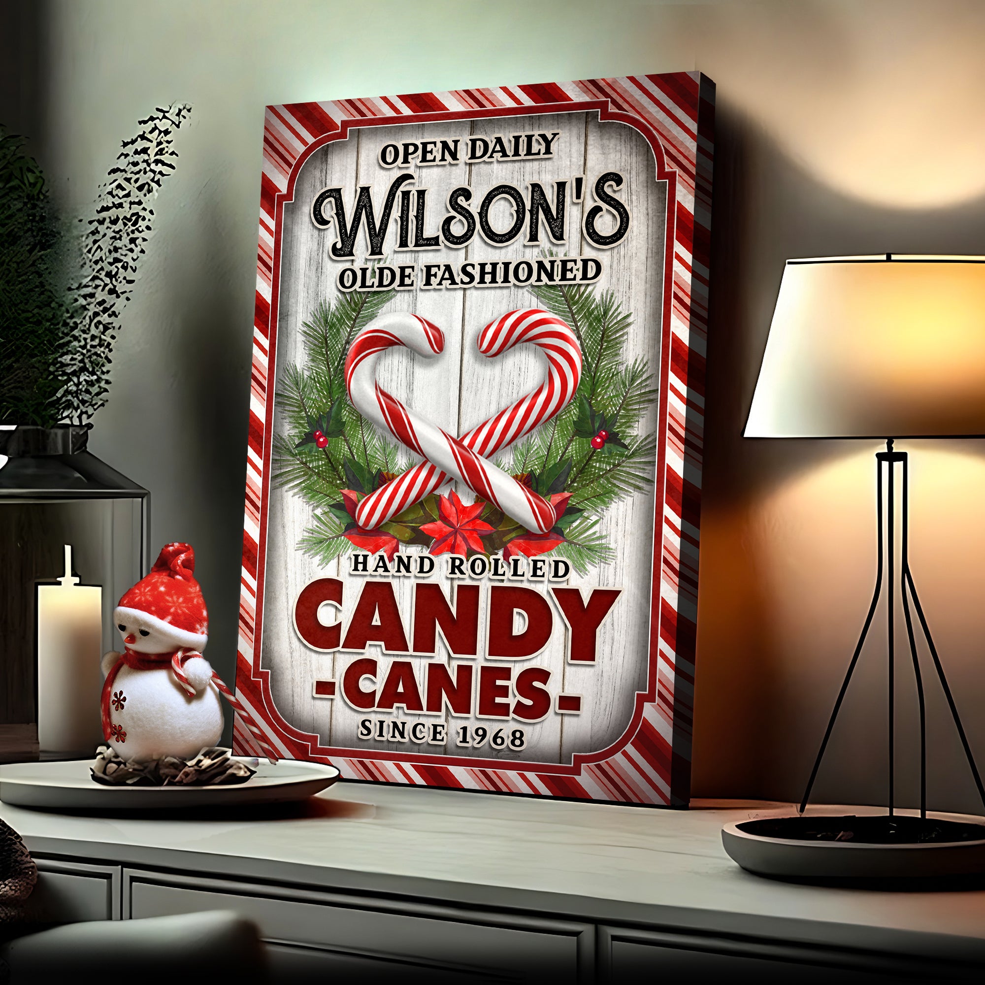 Olde Fashioned Hand Rolled Candy Canes Sign Personalized Canvas Wall ...