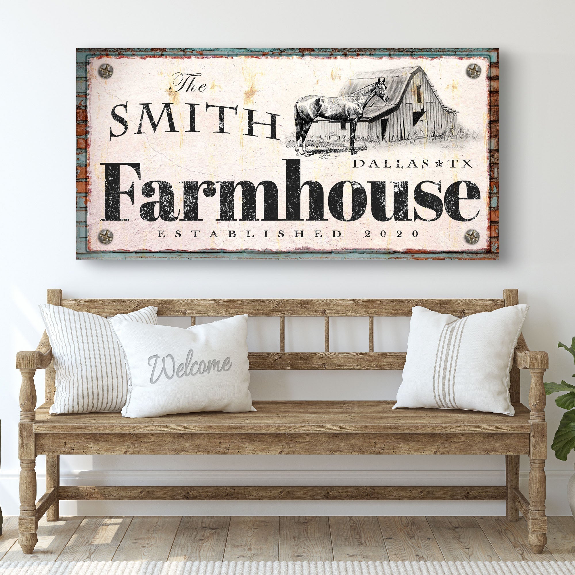 Rustic Horse Farmhouse Sign Personalized Canvas Wall Art – Tailored ...