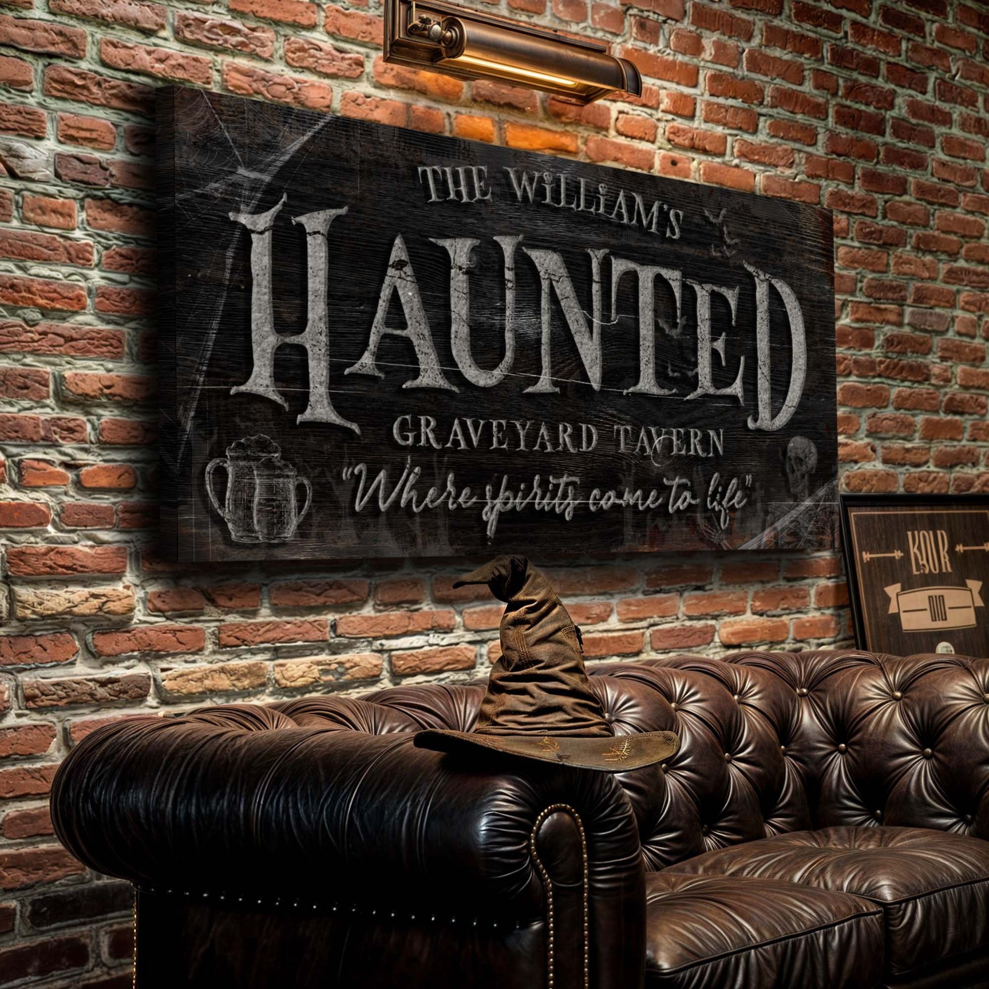 Haunted Graveyard Tavern Halloween Sign | Tailored Canvases