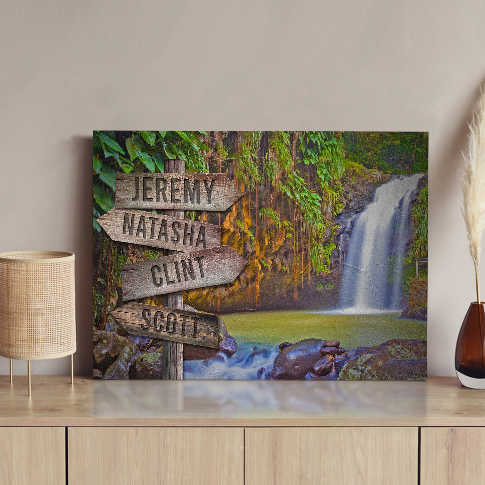 Waterfall Family Names Sign Personalized Canvas Wall Art – Tailored ...