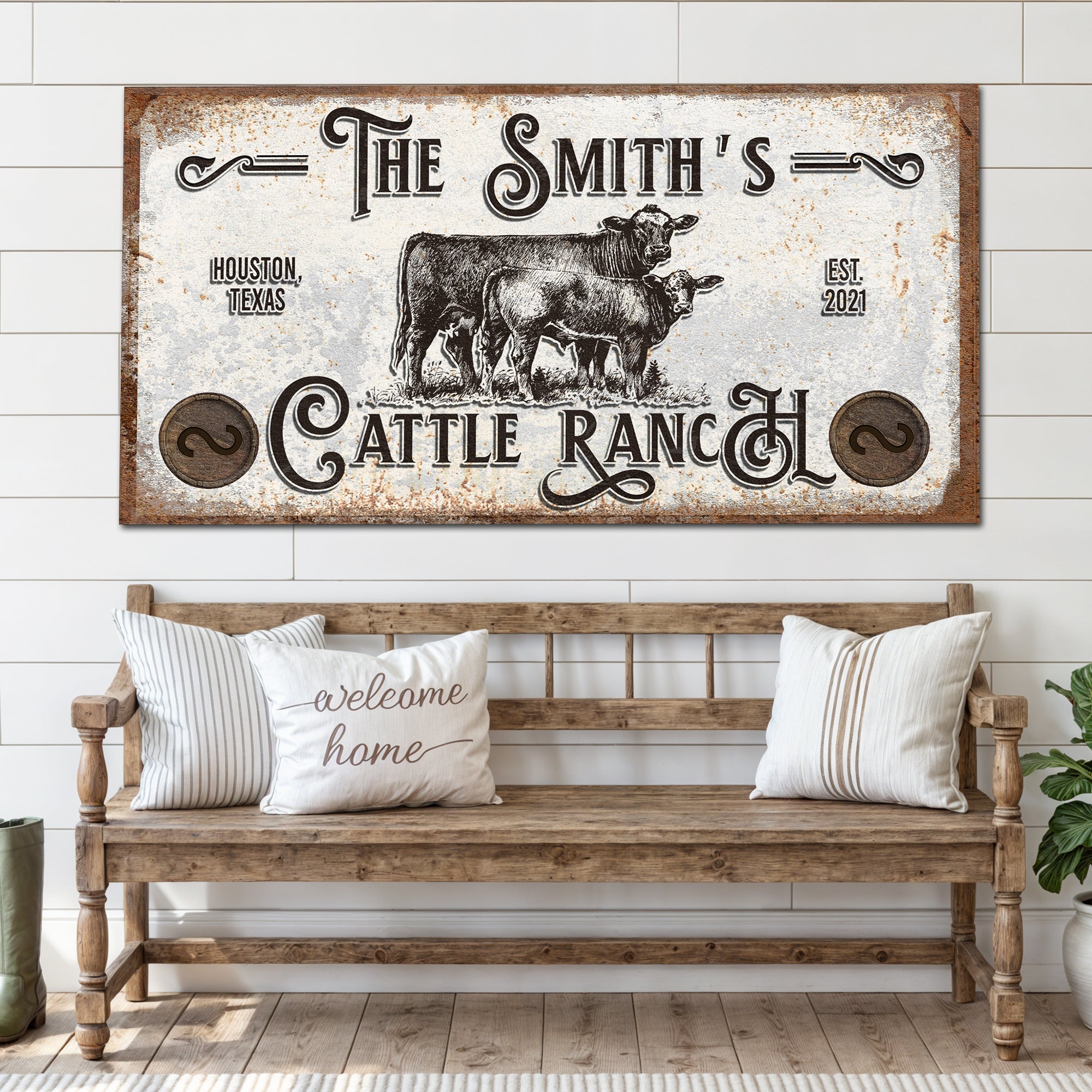 Branded Cattle Ranch Sign IV Personalized Canvas Wall Art – Tailored ...
