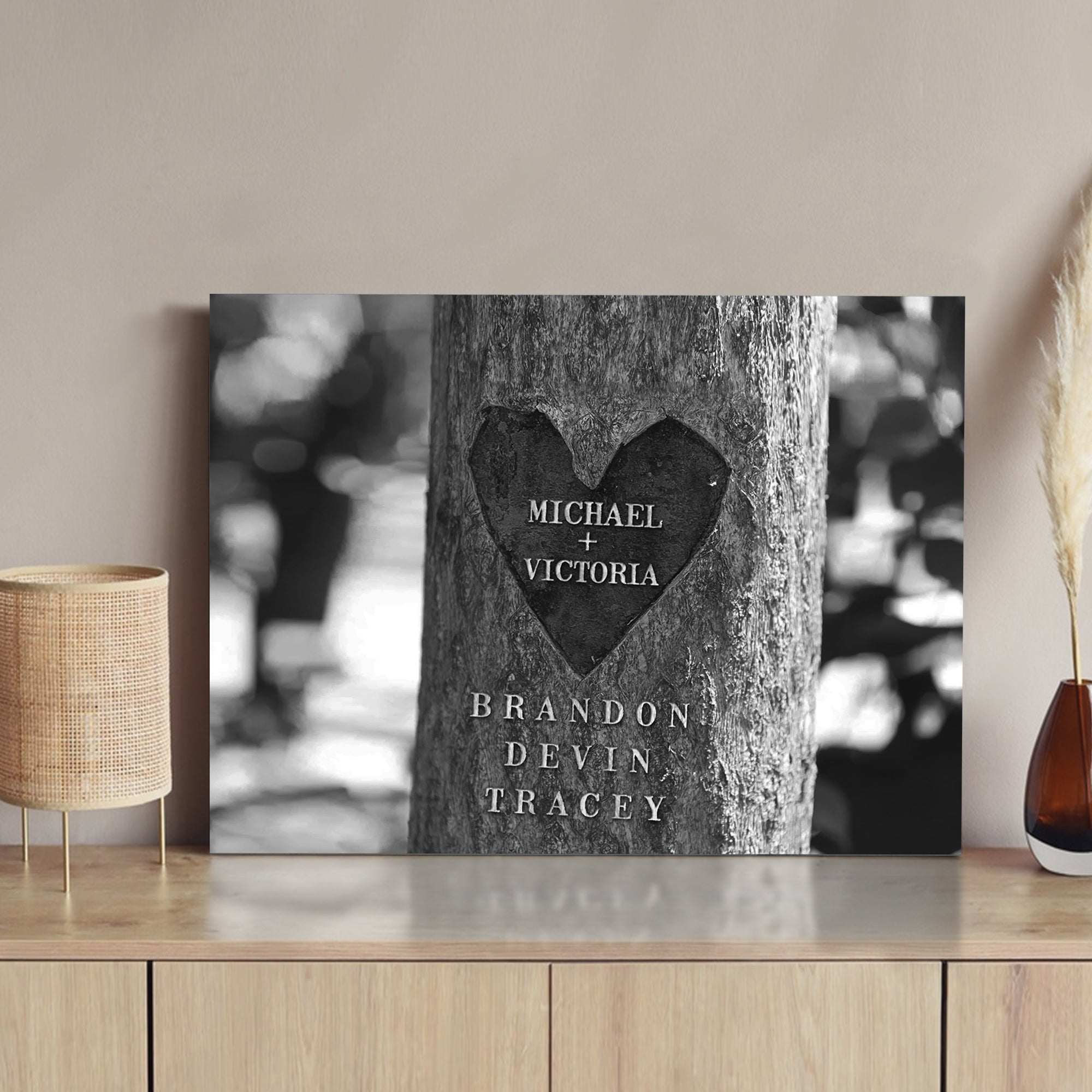 Tree Trunk Family Names Sign Personalized Canvas Wall Art – Tailored ...