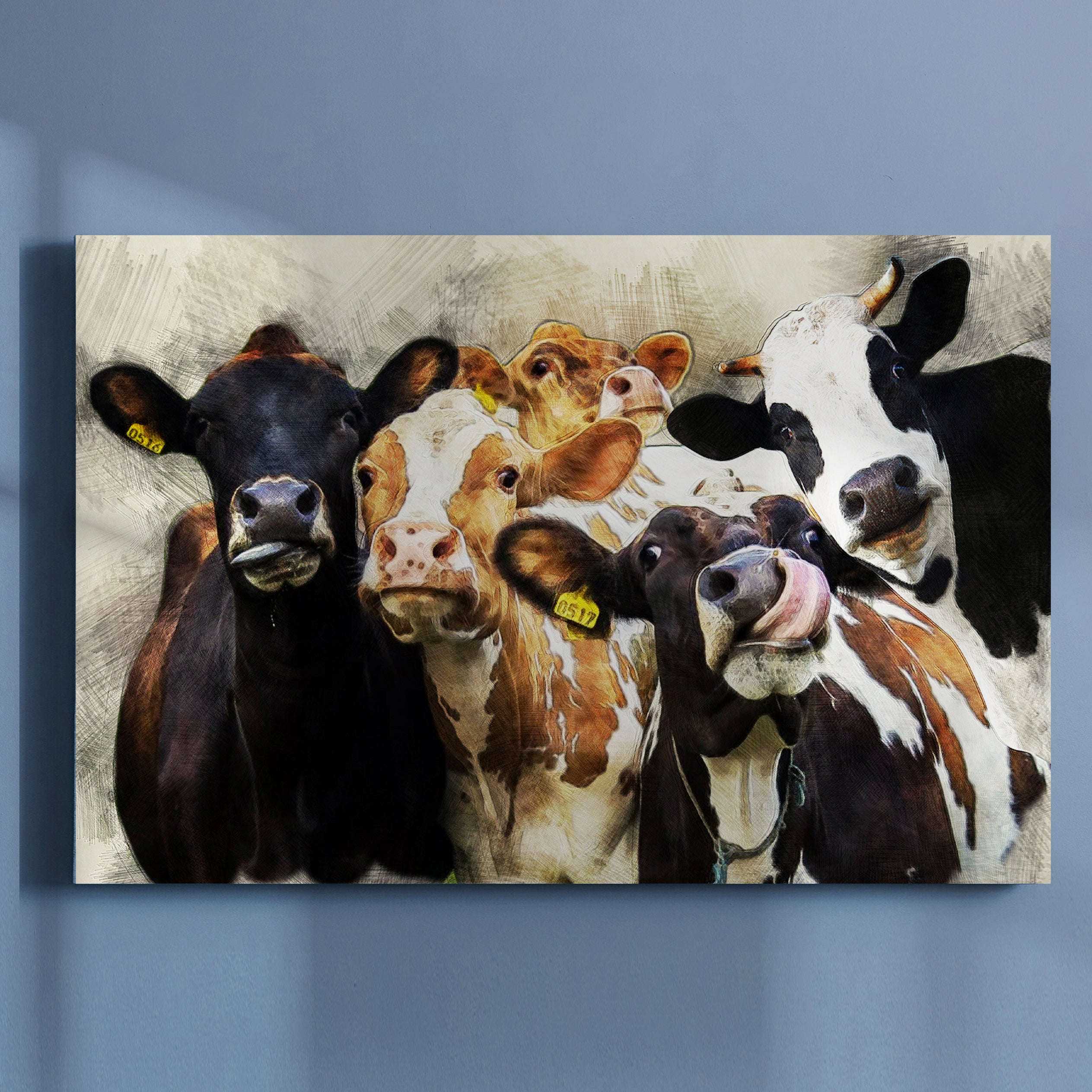 Cows Cattle Portrait Canvas Wall Art – Tailored Canvases