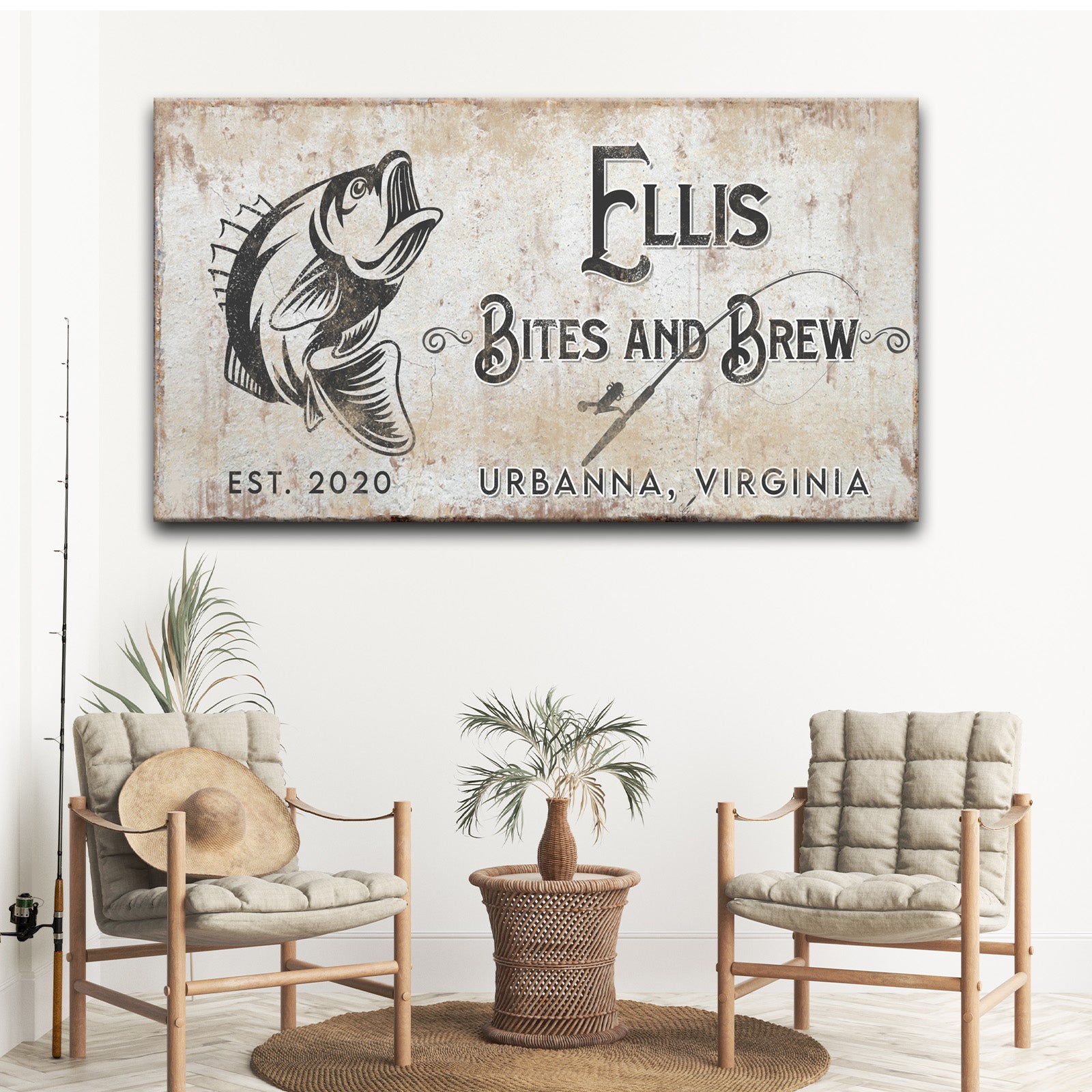 Bites and Brews Sign Personalized Canvas Wall Art – Tailored Canvases