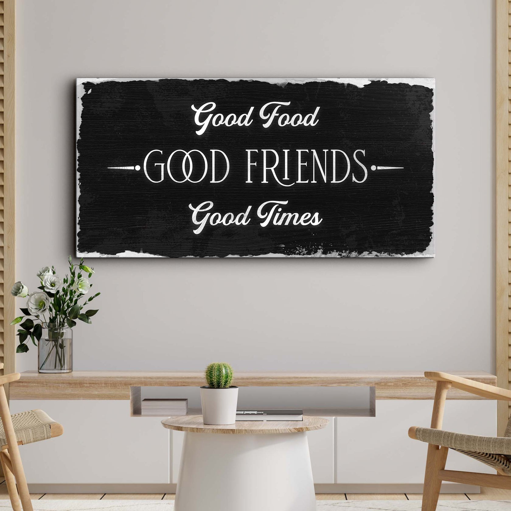 Good Food Good Friends Good Times Sign III – Tailored Canvases