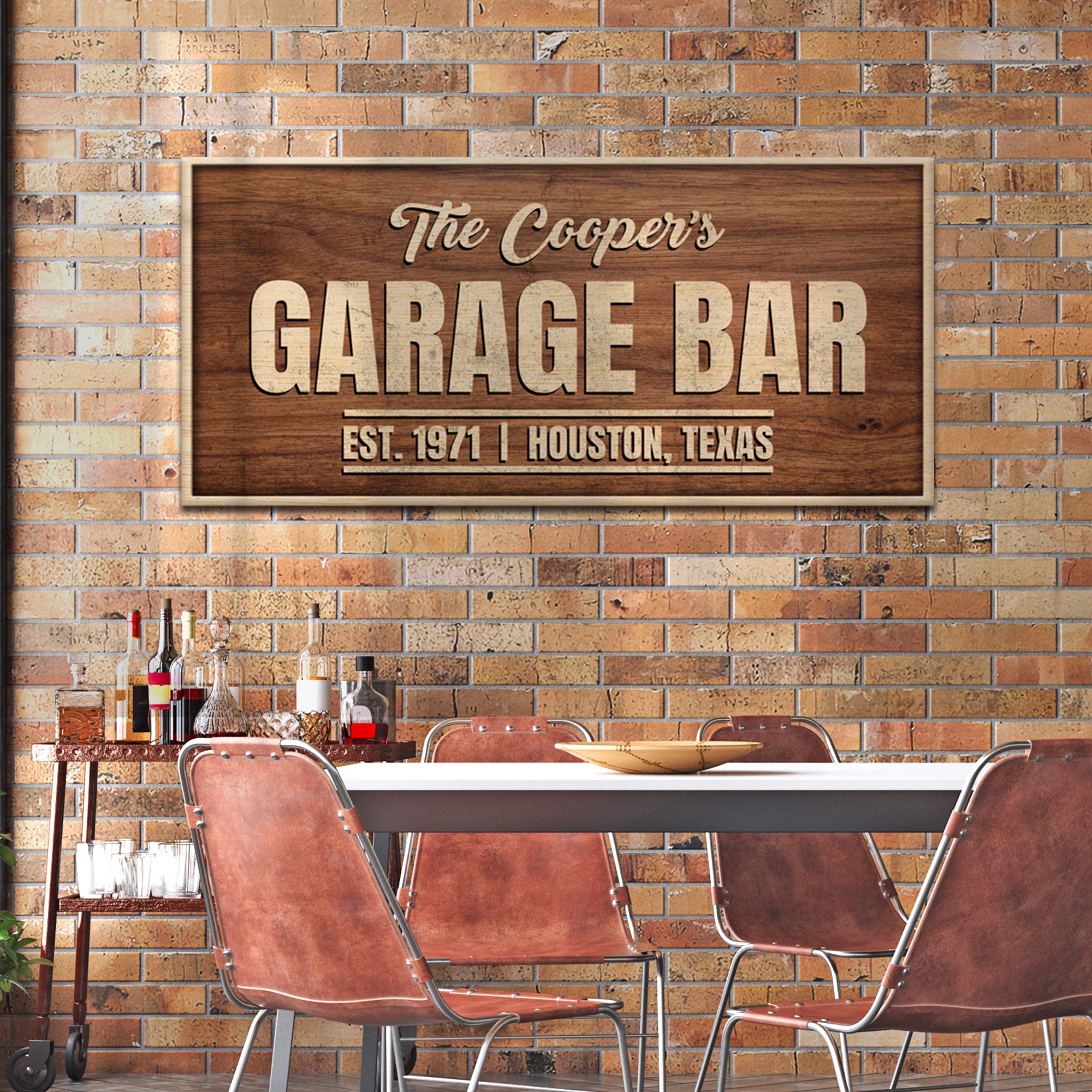 Rustic Garage Bar Wood Sign Personalized Canvas Wall Art – Tailored ...