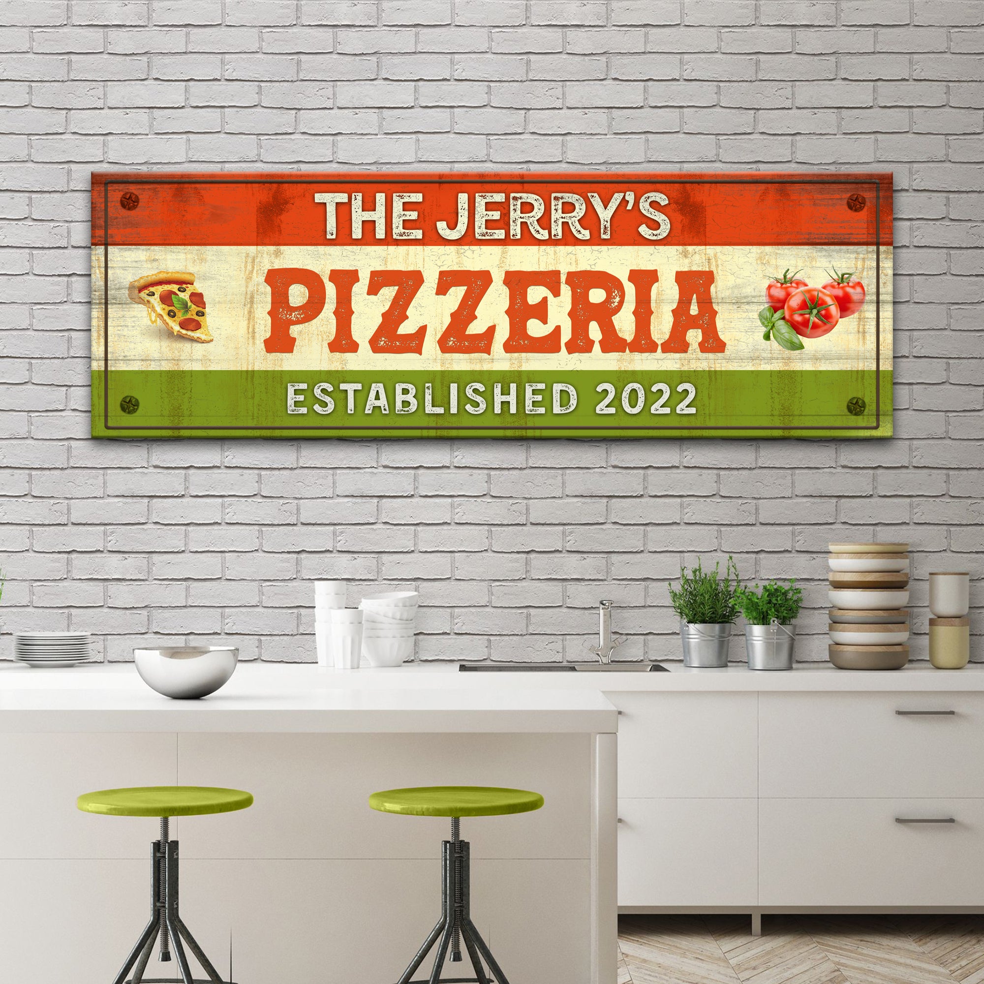 Vintage Pizzeria Sign Personalized Canvas Wall Art – Tailored Canvases
