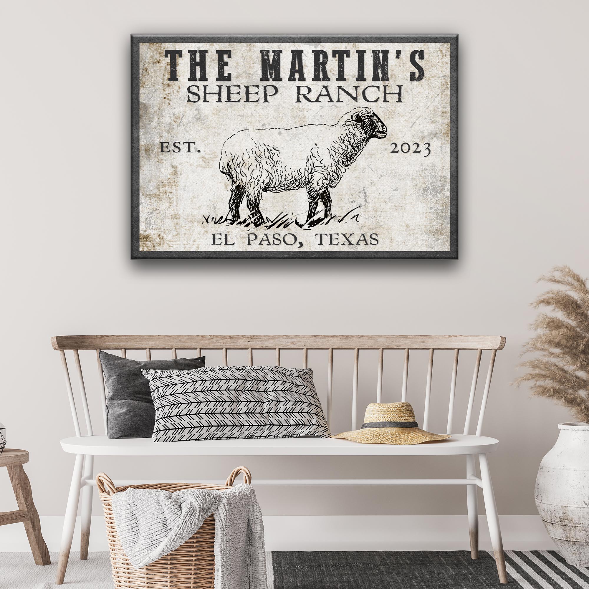 Sheep Ranch Sign II Personalized Canvas Wall Art – Tailored Canvases