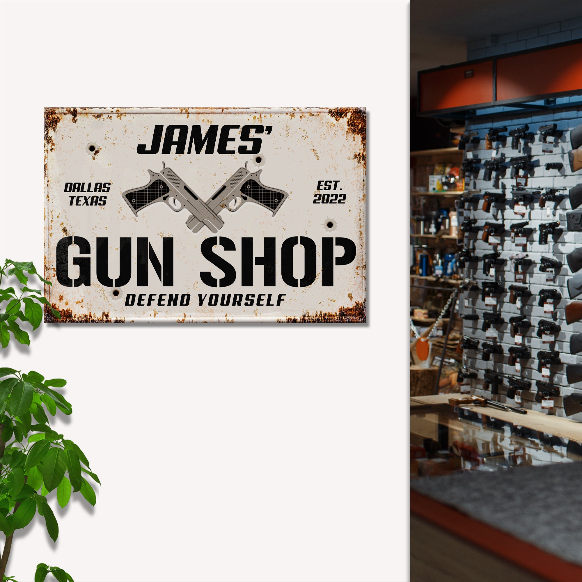 Gun Shop Sign III Personalized Canvas Wall Art – Tailored Canvases