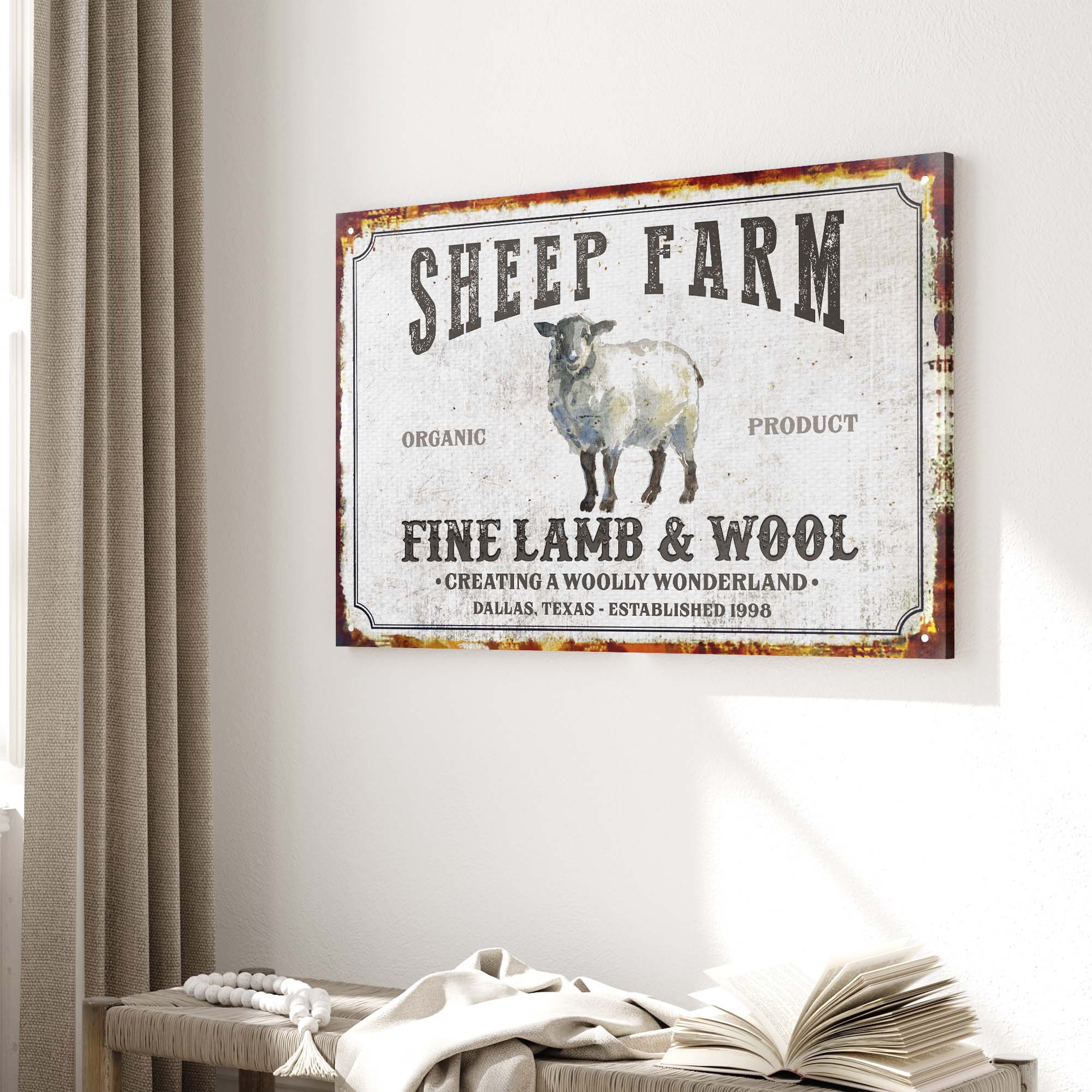 Sheep Farm Sign V Personalized Canvas Wall Art – Tailored Canvases